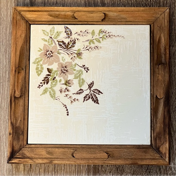 Accents | Vintage Italian Tile Trivet In Carved Wood Frame Mid Century ...